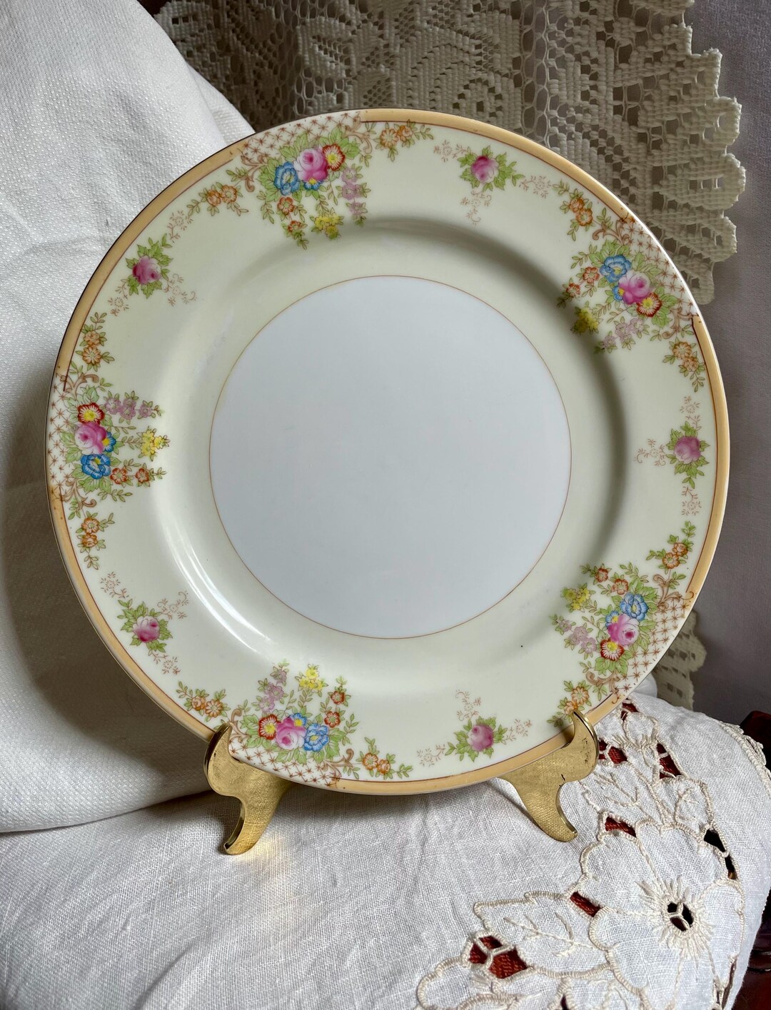 Vintage STS Japan Floral Plate: Hand-painted Porcelain With Gold Trim ...