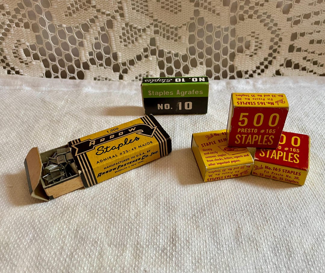 Vintage Staple Box Lot, Mid-century Office Ephemera, Retro Desk Decor ...