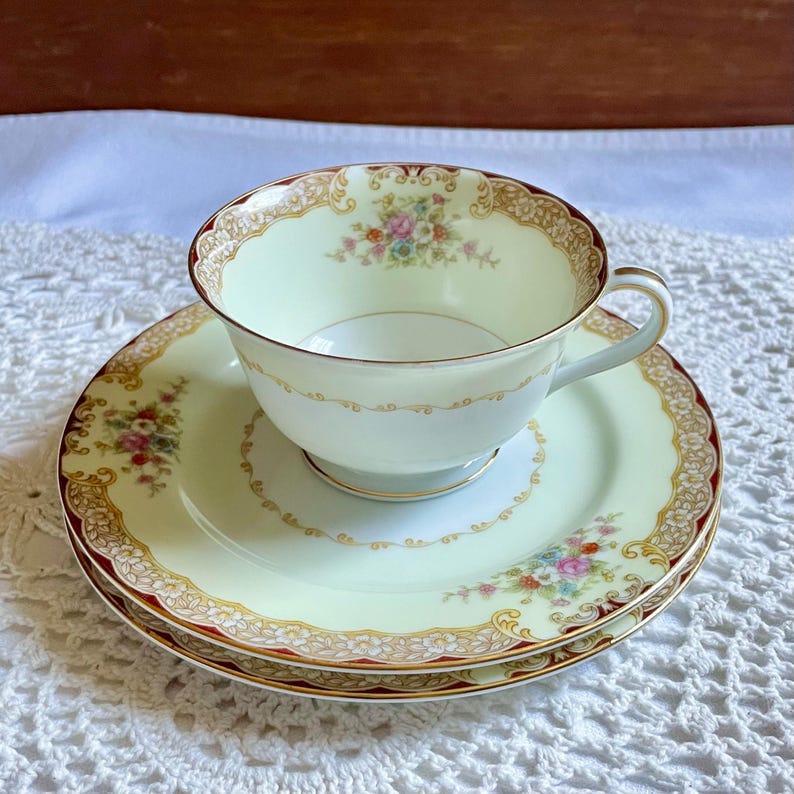 Vintage Noritake Occupied Japan Teacup & Plate Set of 4 | Light Yellow ...