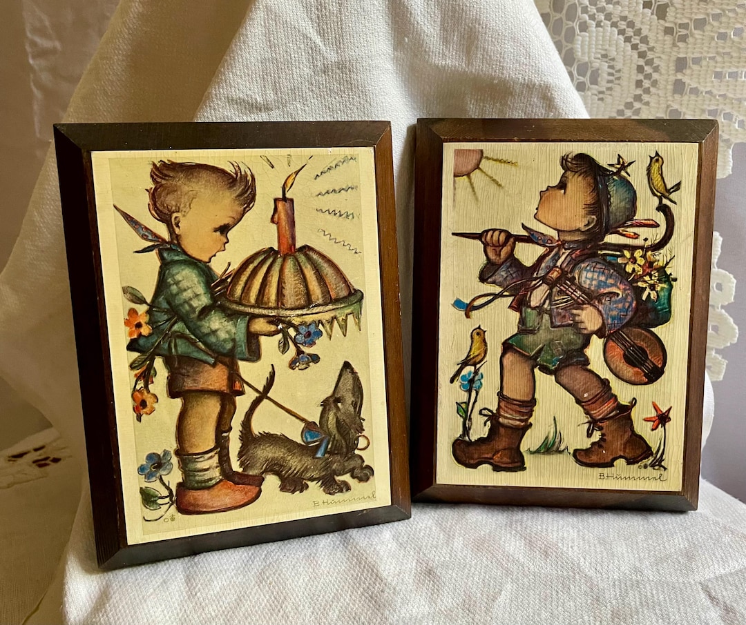 Vintage B. Hummel Art Set (2) | 1960s Sister Hummel Style Wall Plaques ...