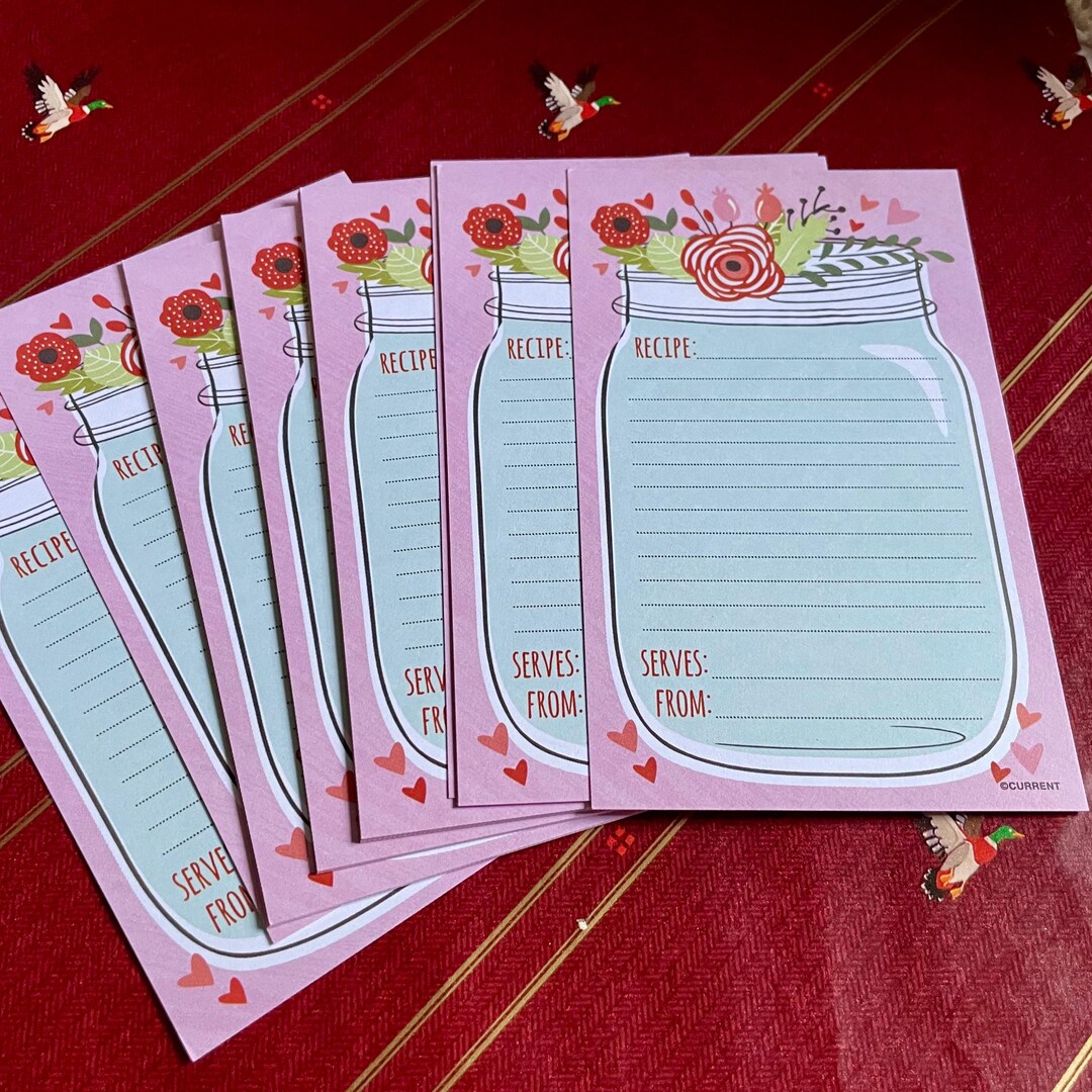 Cottagecore Recipe Cards Set of 20, Floral Mason Jar Print, 3x5 Inch ...