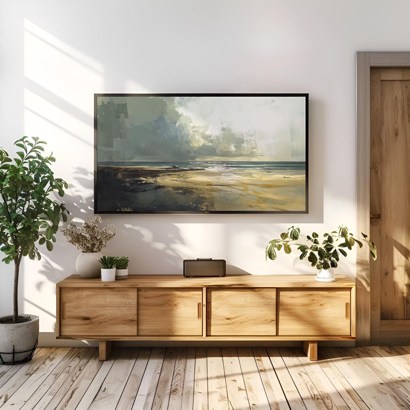 Frame TV Moody Coast Dark Art, Shorefront Cloudy Beach, Bank Screen TV ...