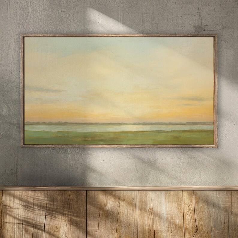 Frame TV Sunset Green Landscape for Samsung Television, Green Earthy ...