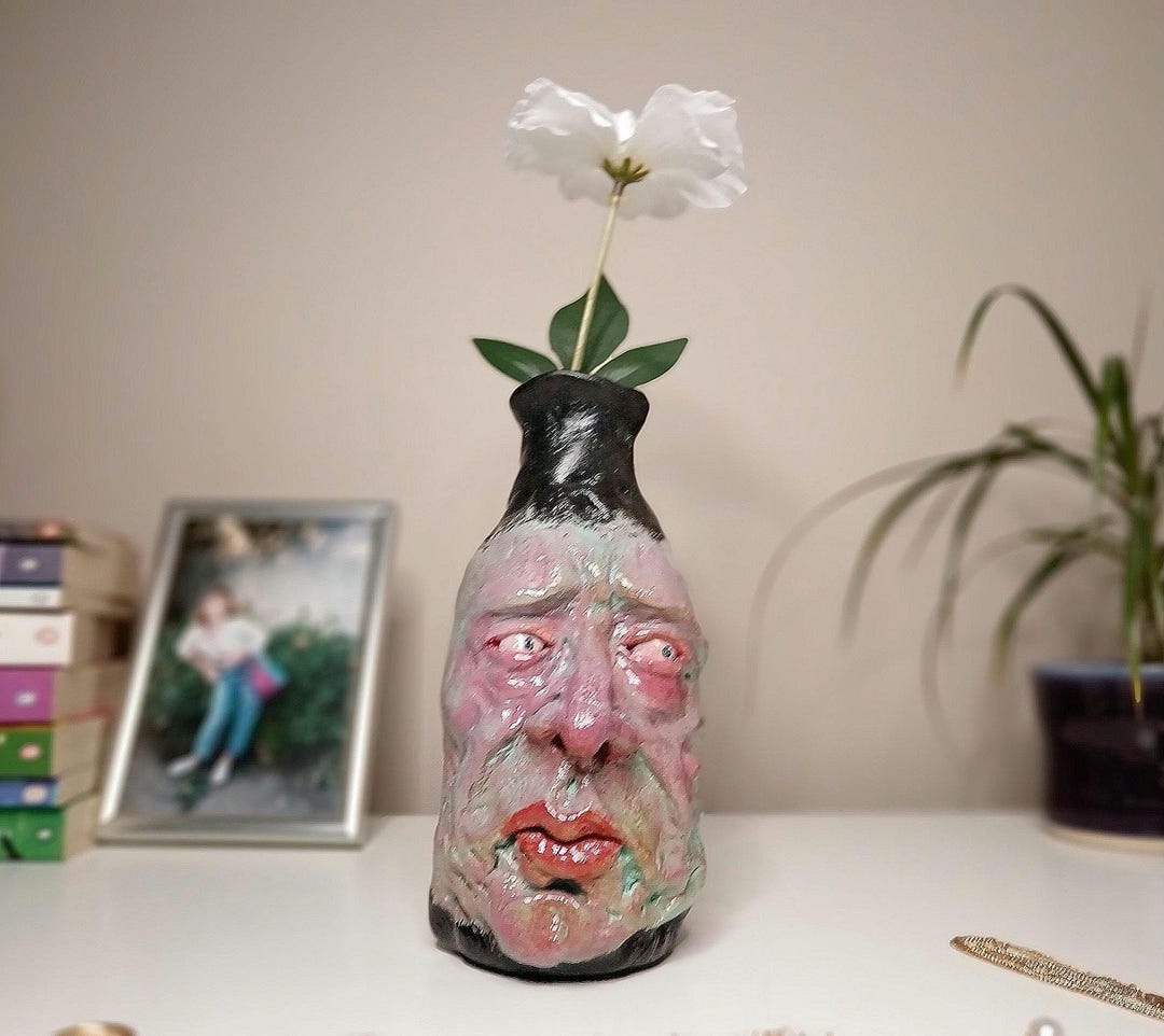 Pastel Goth Hand Sculpted Portrait Bud Face Vase With Makers Stamp ...