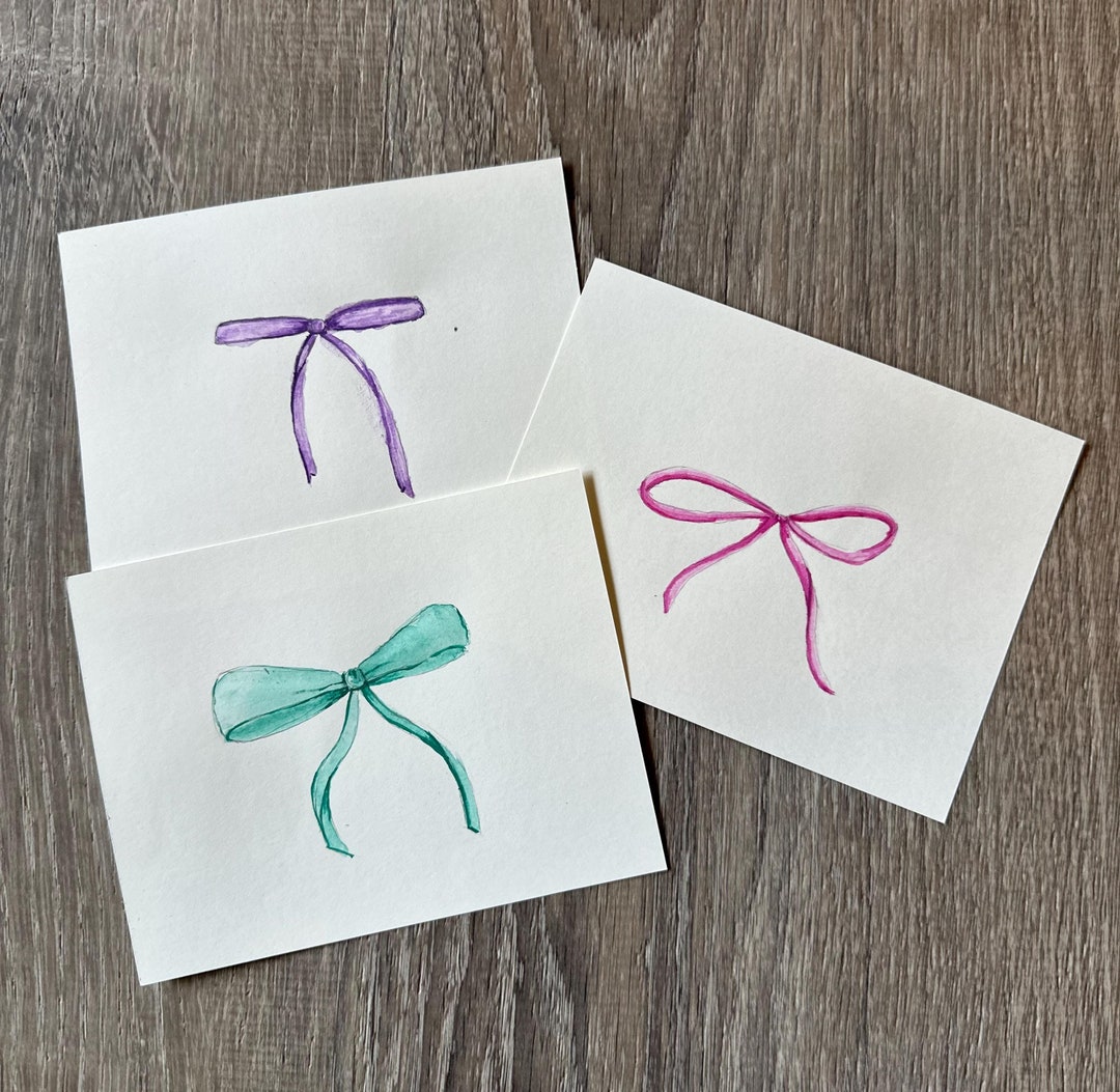 Watercolor Bow Card Set: 6x4.5in Flat Cards - Etsy