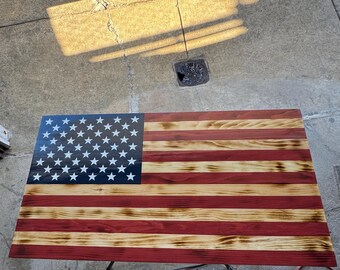 Handcrafted Wooden American Flag With CNC Stars and Glossy Resin Finish ...