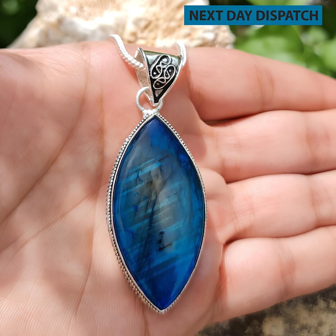 Colgante de plata con labradorita azul, regalo de joyería fina - Etsy ...