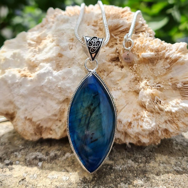 Colgante de plata con labradorita azul, regalo de joyería fina - Etsy ...