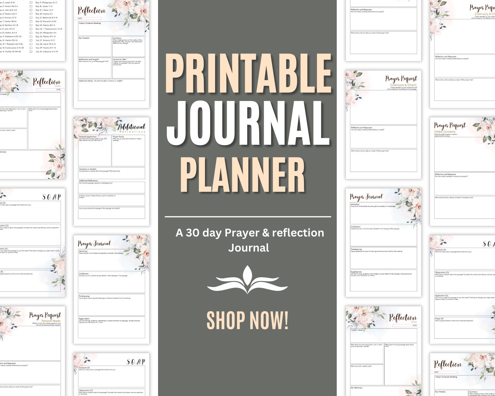 Prayer and Reflection Journal, Prayer Request Planner, Printable Bible ...