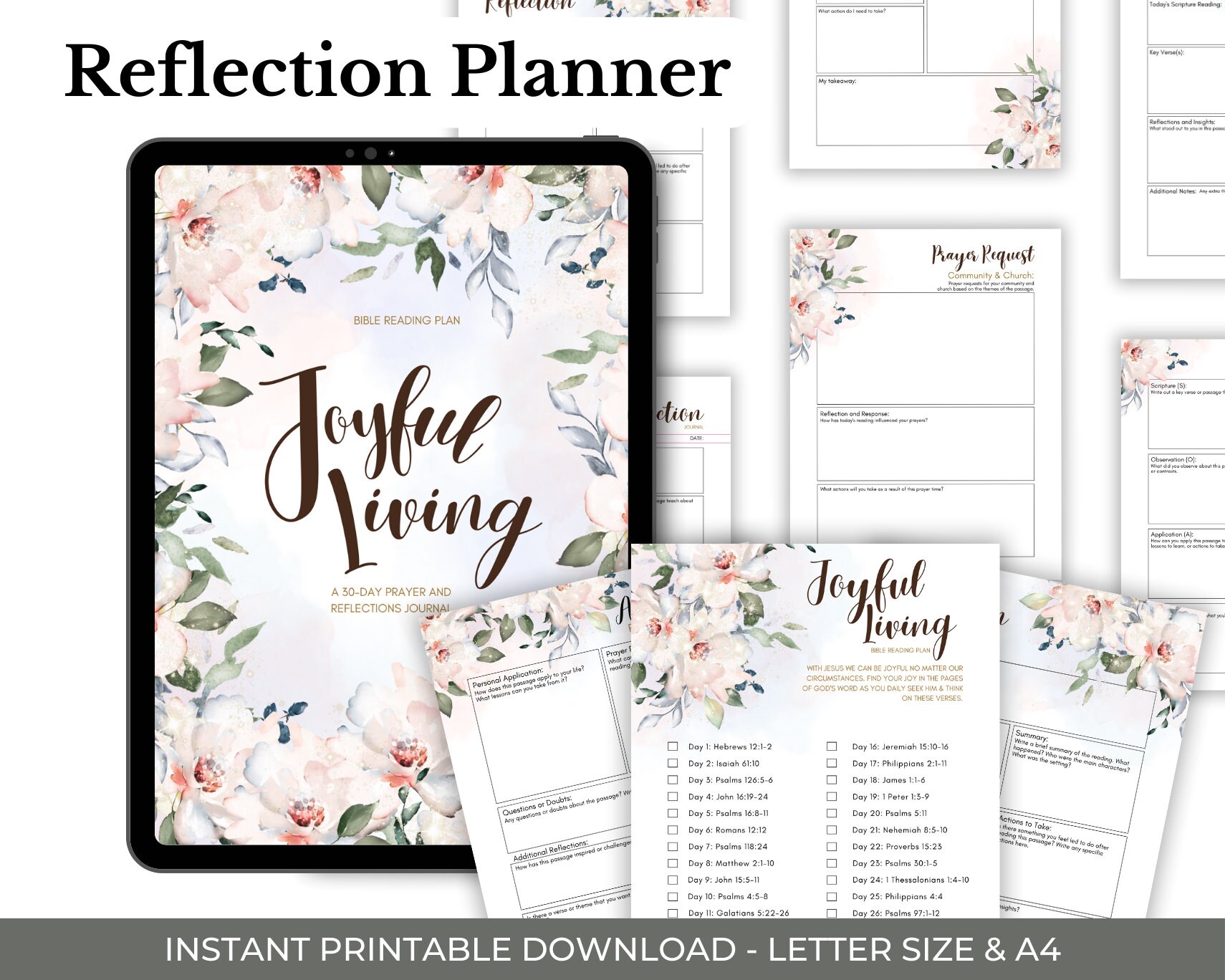 Prayer and Reflection Journal, Prayer Request Planner, Printable Bible ...