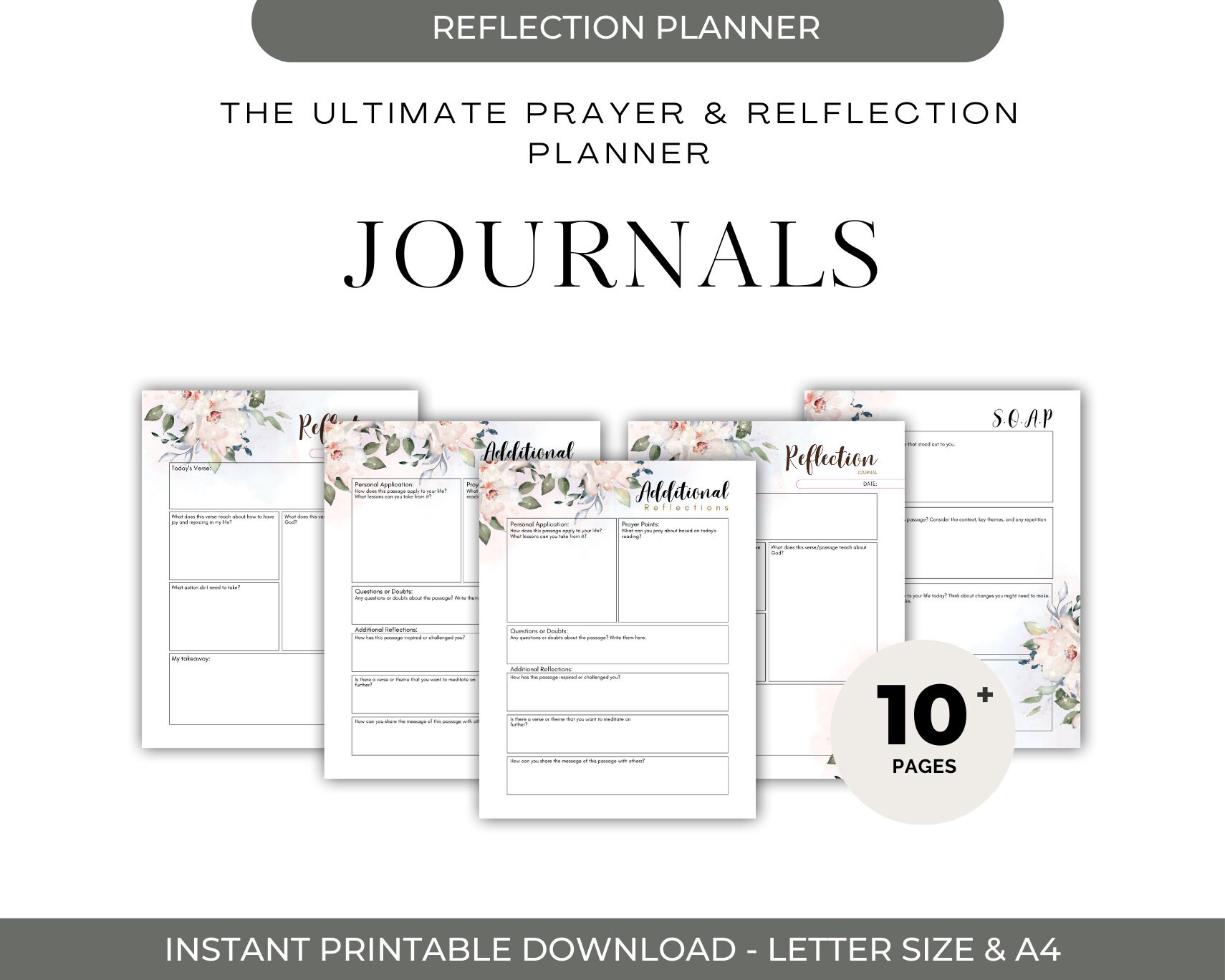 Prayer and Reflection Journal, Prayer Request Planner, Printable Bible ...