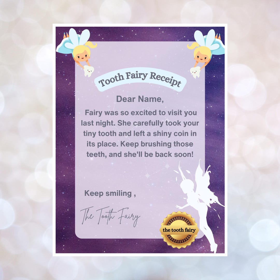 Editable Tooth Fairy Receipt, Tooth Fairy Note, Tooth Fairy Letter ...