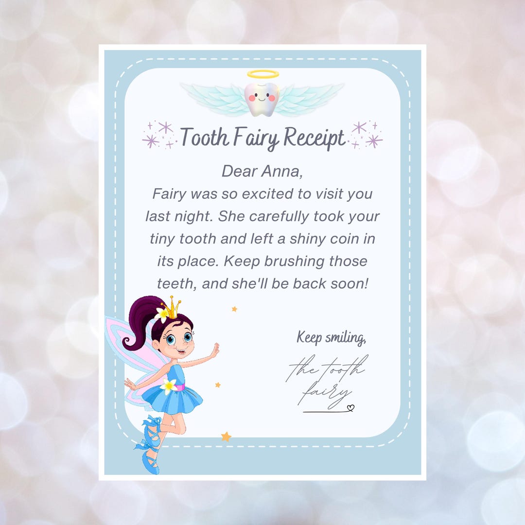 Editable Tooth Fairy Receipt, Tooth Fairy Note, Tooth Fairy Letter ...