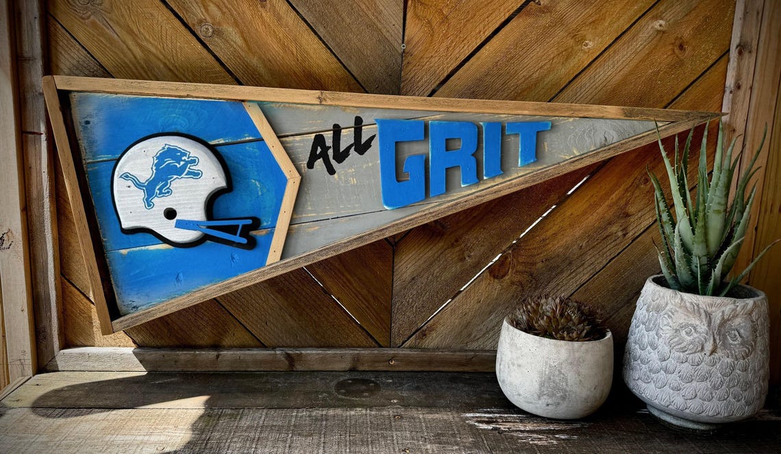 Detroit Lions Wooden Pennant - Etsy