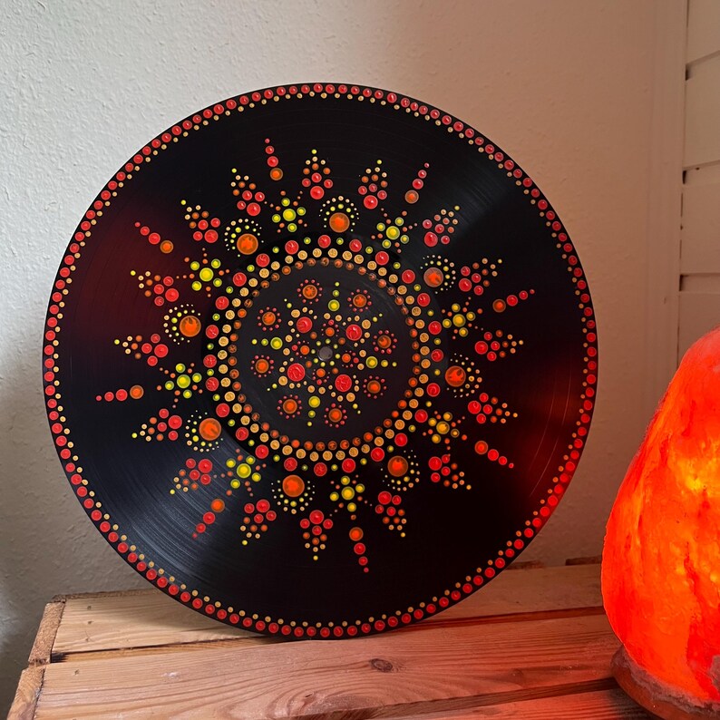 Mandala Painted Record, Dotpainted Mandala Design for Your Home - Etsy