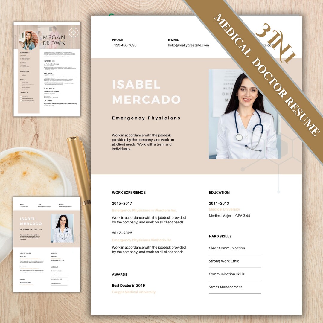 Medical Doctor Professional Resume Template Sleek & Modern Design ...