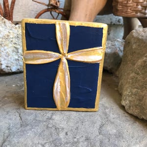 4x4 Hand Painted Cross Wood Block Art, Gold Cross Art, Texture Art ...