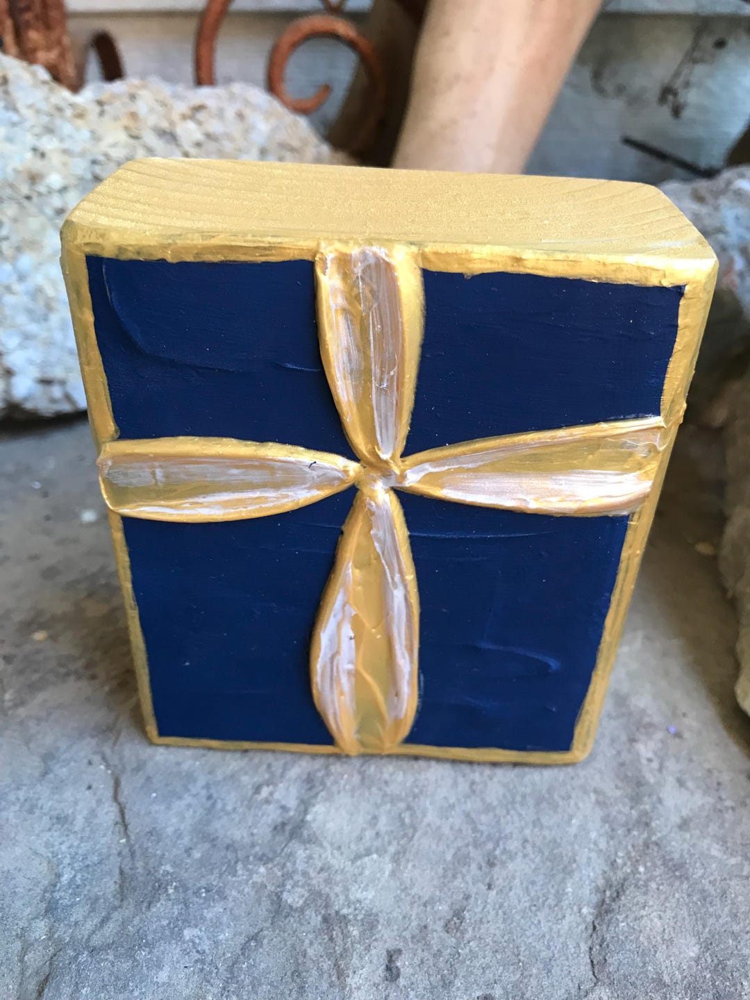 4x4 Hand Painted Cross Wood Block Art, Gold Cross Art, Texture Art ...