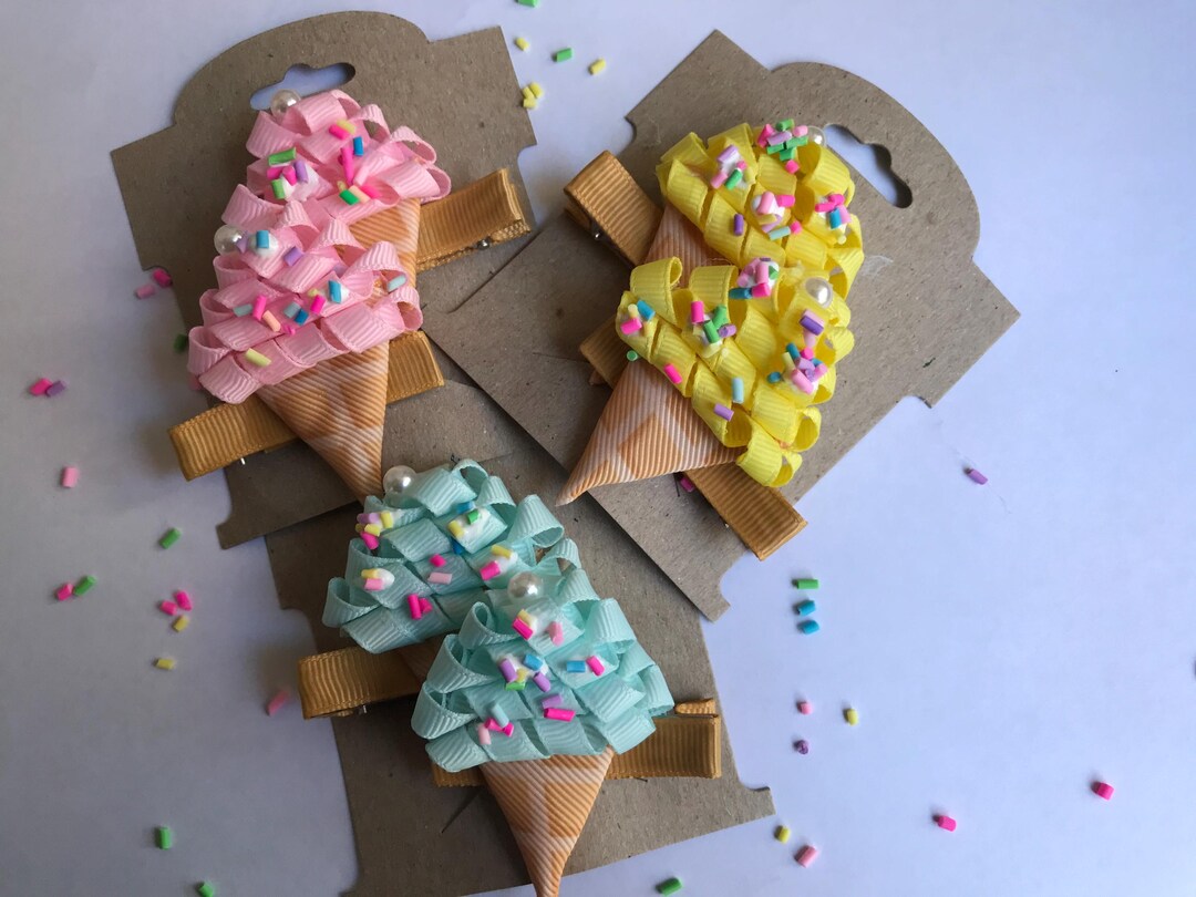 Ice Cream Cone Clips-sprinkle Ice Cream Hair Clips-hair Candy Clips ...