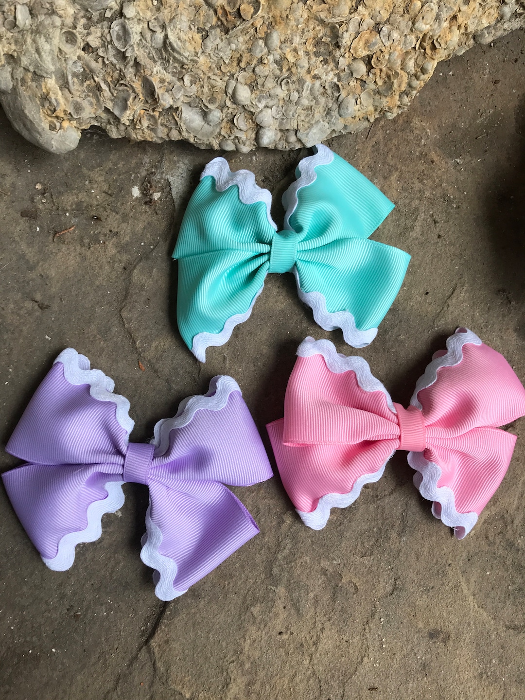 Rick Rack Hair Bow: Ice Cream Colors, 4-inch Ribbon Bow - Etsy