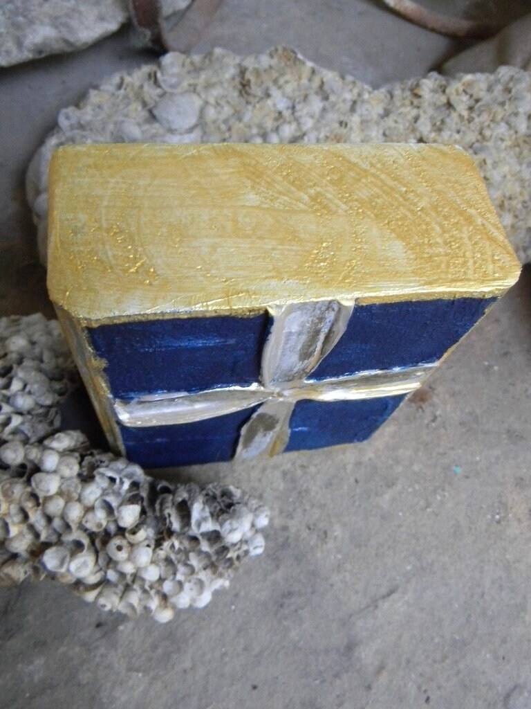 4x4 Hand Painted Cross Wood Block Art, Gold Cross Art, Texture Art ...