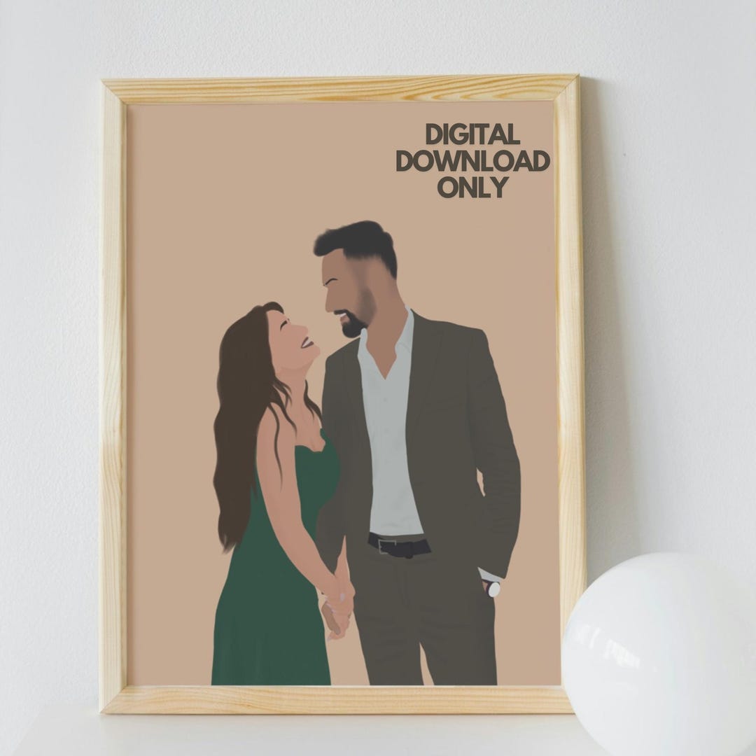 Faceless Portrait Couple Portrait Custom Illustration Boyfriend Gift ...