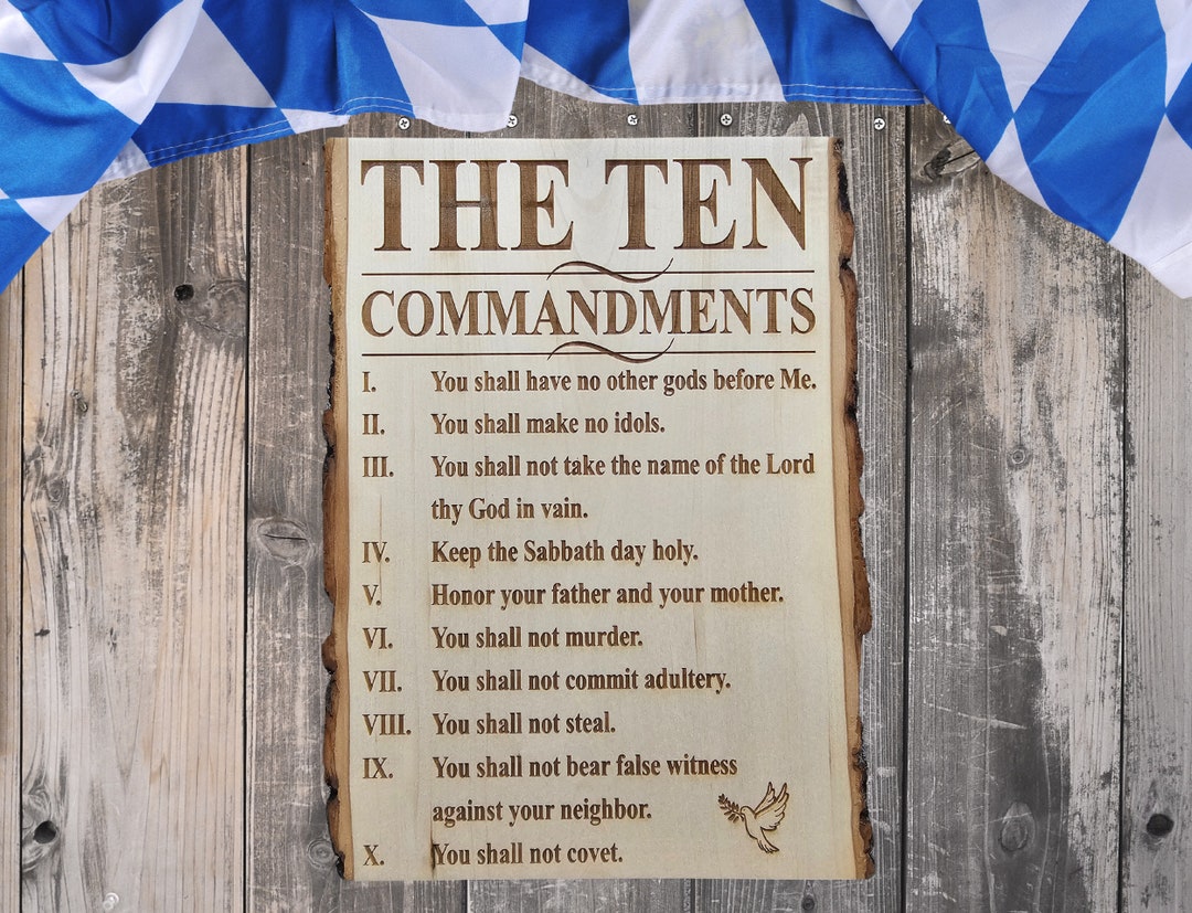 Rustic the Ten Commandments Sign, Bible Verse Wood Sign, Live Edge Wall ...