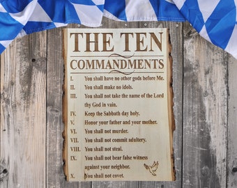 10 Commandments Wall Art - Laser Engraved Wooden Ten Commandments Wall ...