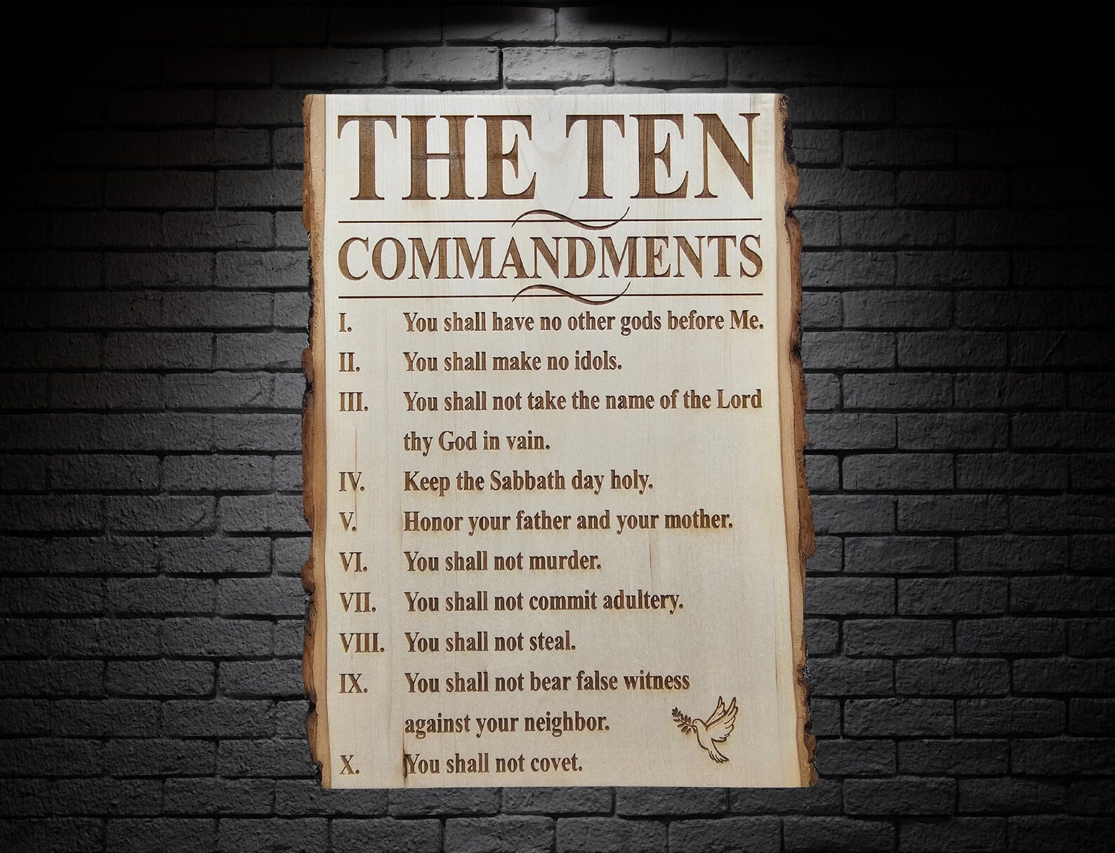 Rustic the Ten Commandments Sign, Bible Verse Wood Sign, Live Edge Wall ...