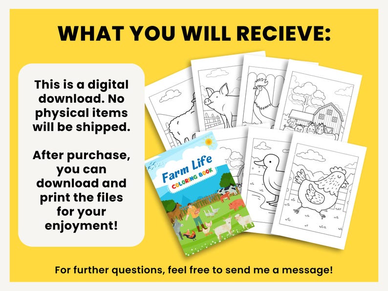 Children Coloring Book for Kids Farm Animals Coloring Book Printable ...