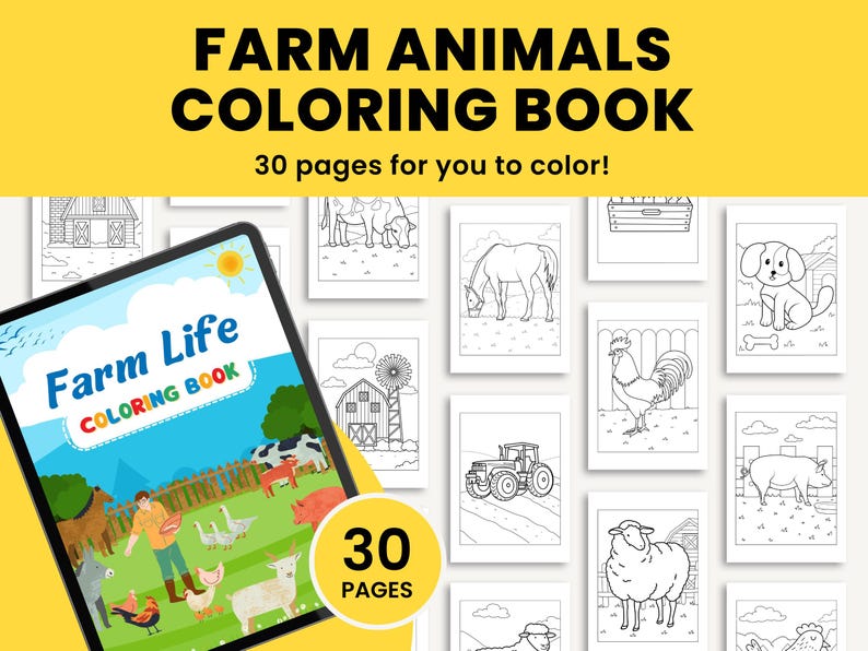 Children Coloring Book for Kids Farm Animals Coloring Book Printable ...