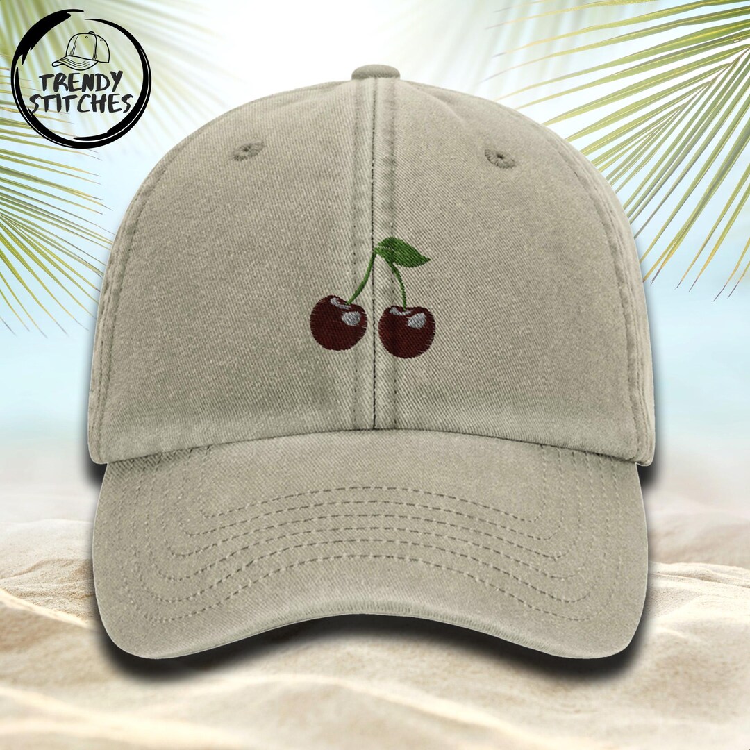 Stylish Cherry Cap With Embroidered Motif Unisex Baseball Cap With ...