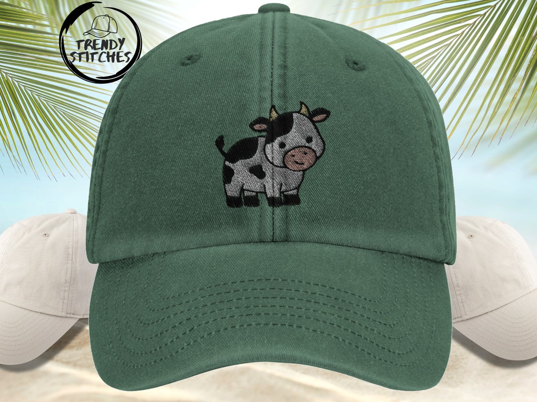 Cute Cow Cap With Embroidered Motif Unisex Baseball Cap With Cow Motif ...