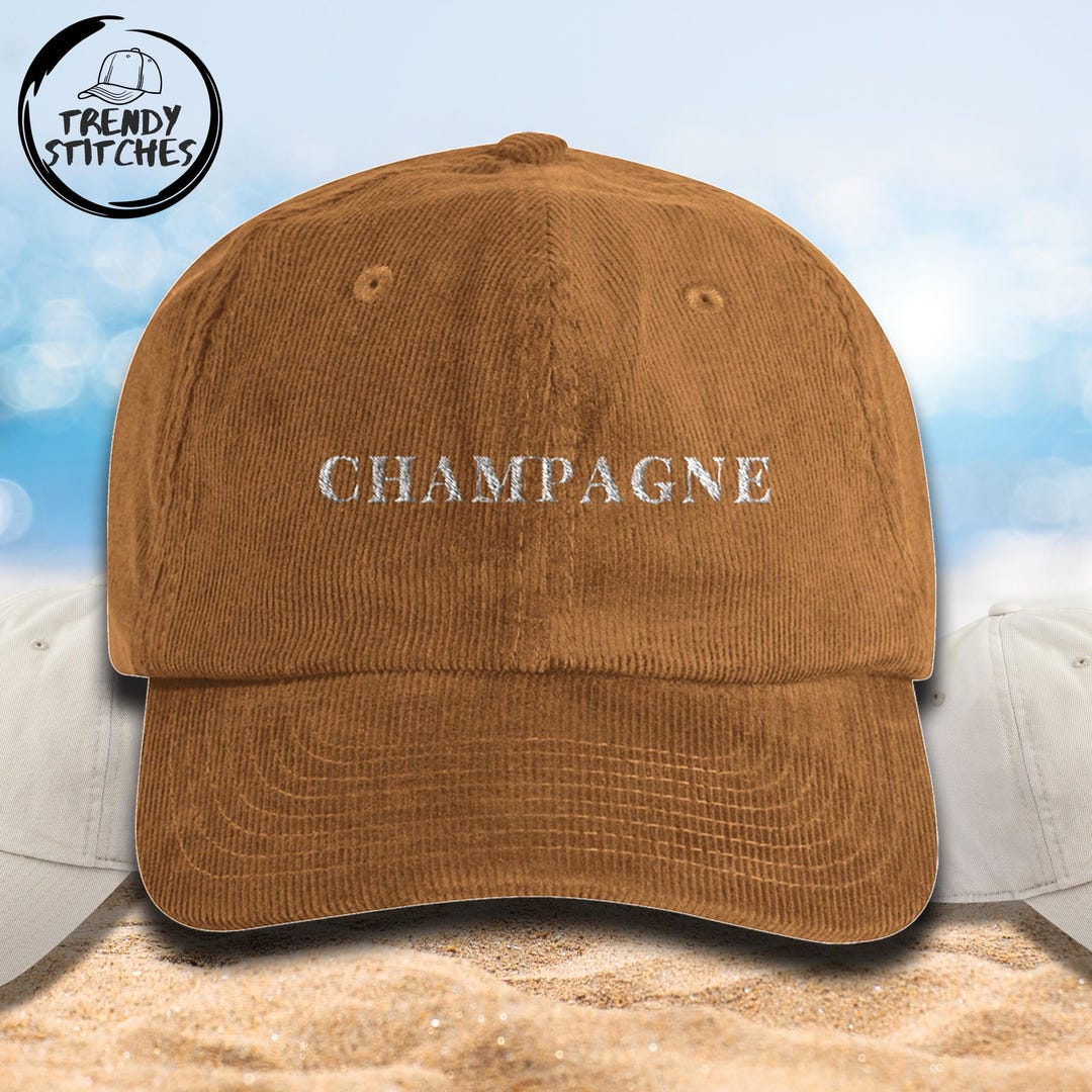 Vintage-style Cord CAP With Champagne Motif Unisex Dad Cap With ...