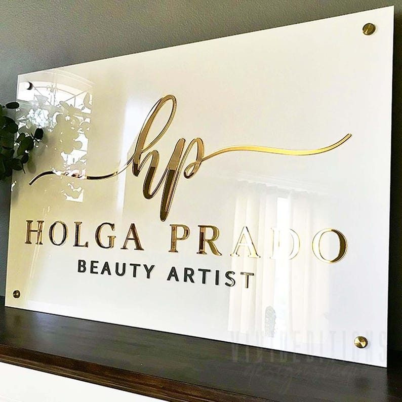 Custom Rectangular Acrylic Business Logo Sign, Personalized Office ...