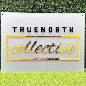Custom Black Acrylic Rectangular Business Logo Signs, Unique Wall and ...