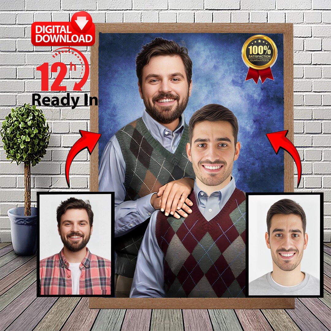 Custom Step Brother Portrait: Personalized Family Art (digital Download ...