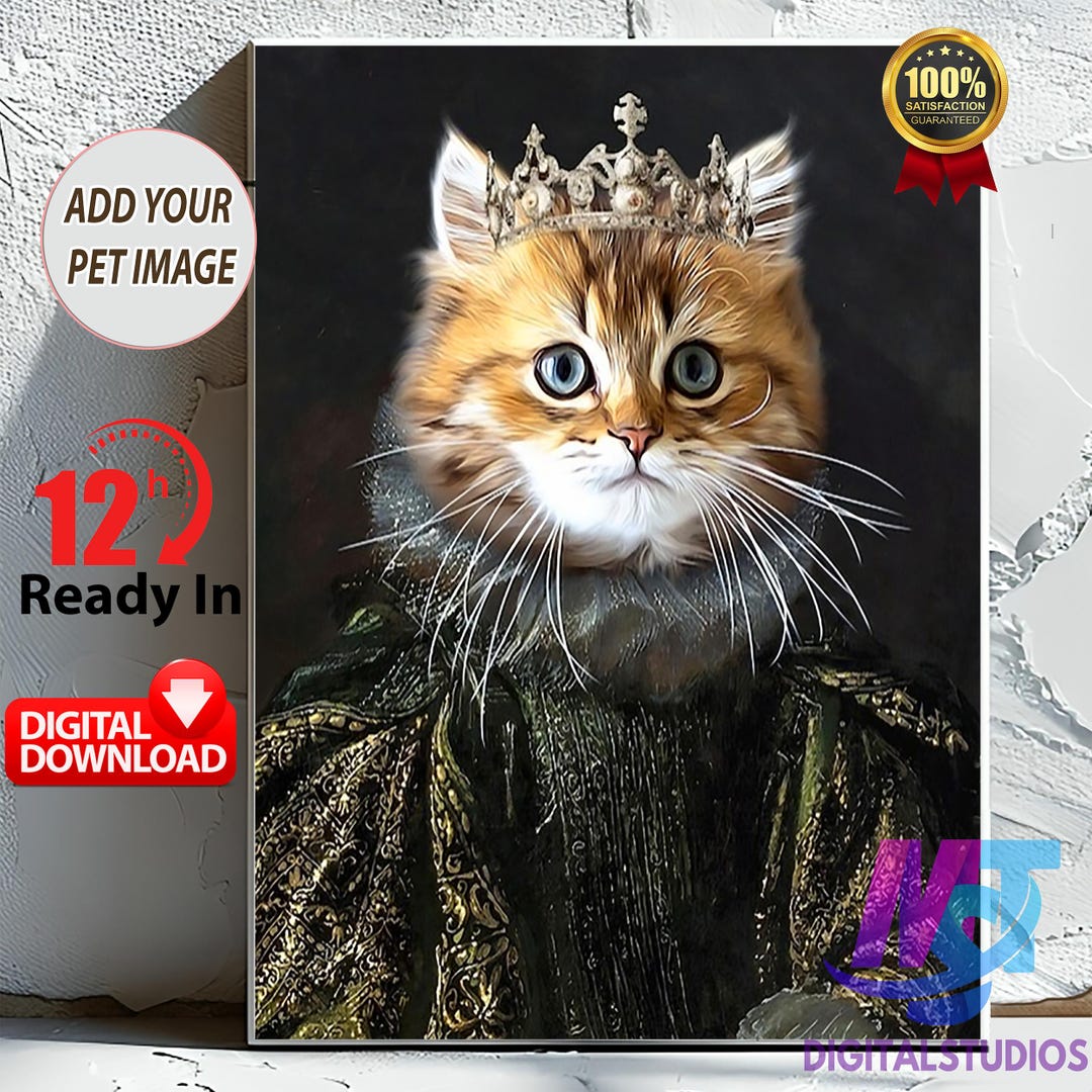 Custom Royal Pet Portrait: Queen or Lady With Crown (digital Download ...