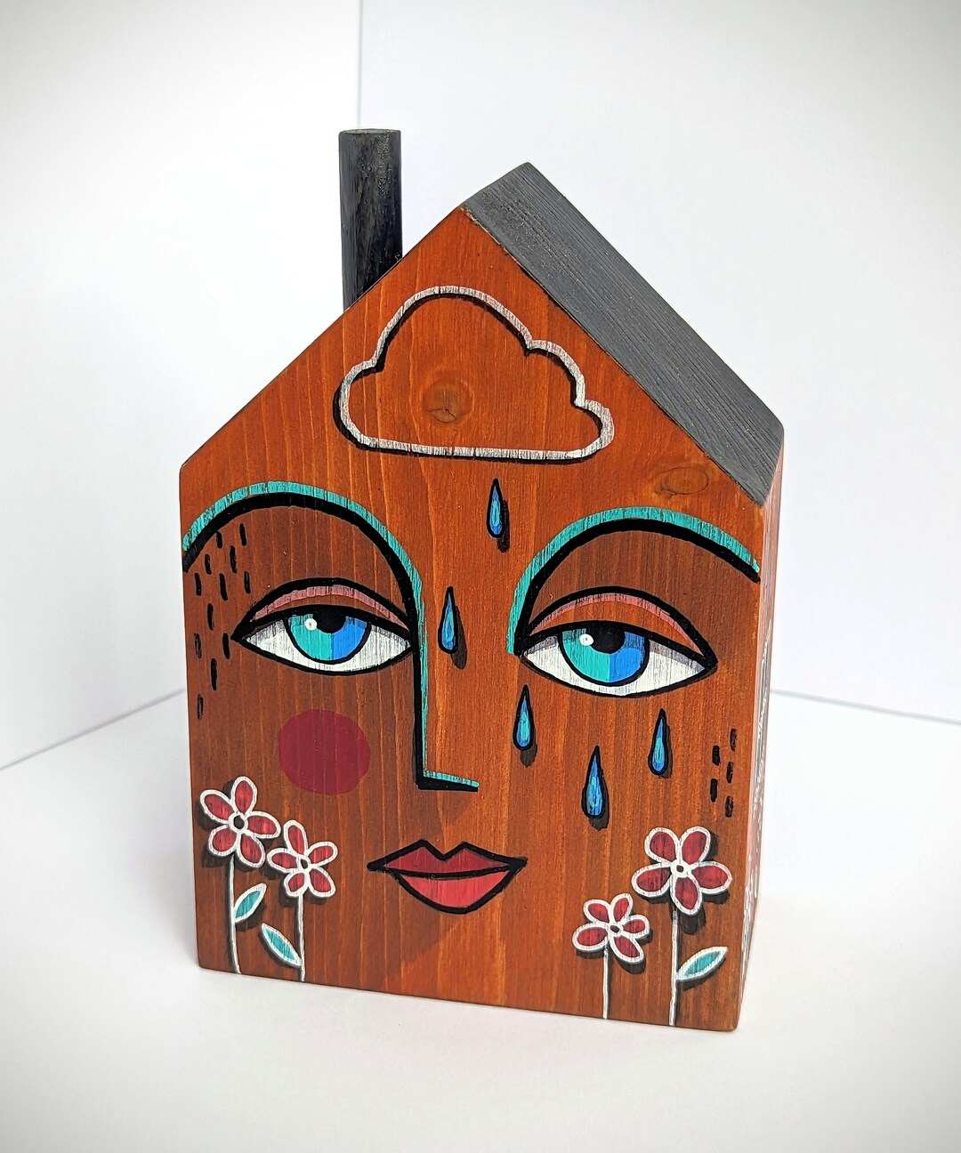 House is a Home Painted Art Object Folk Art Face Temple Head - Etsy