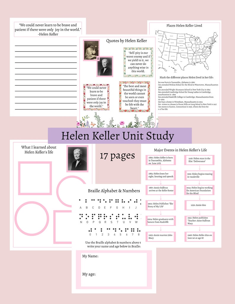 Helen Keller, Helen Keller Unit Study, Helen Keller Mini Unit, History ...
