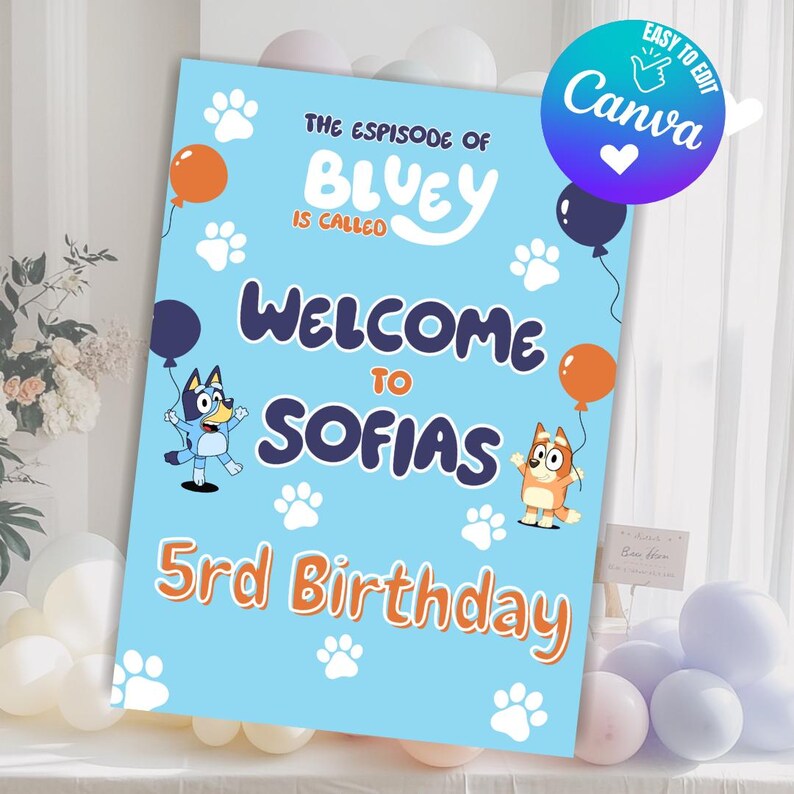 Bluey Birthday Poster. Birthday , Birthday Party , Bluey Birthday Party ...