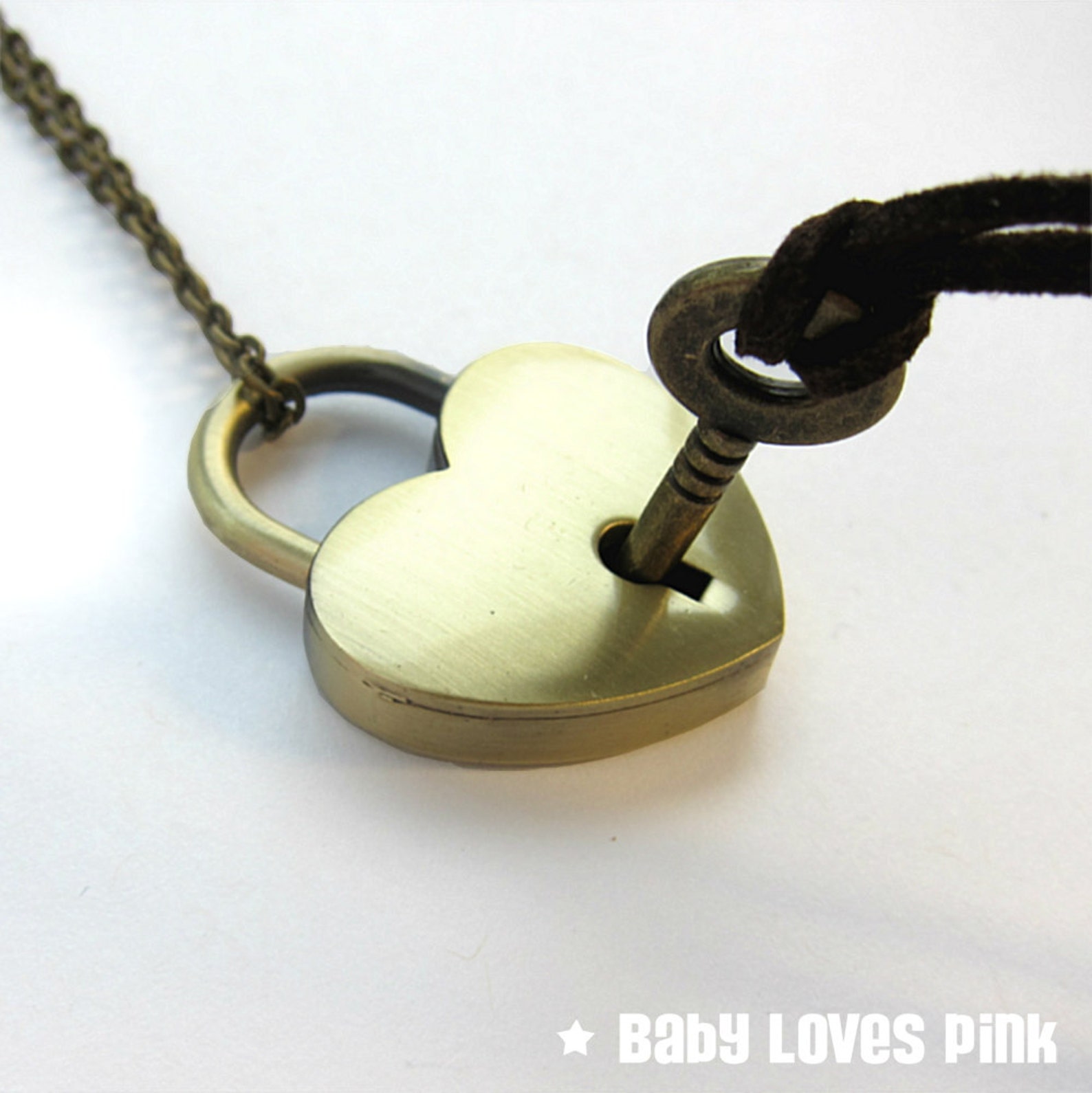 Bronze Heart Lock and Key Couples Necklace Real Working Lock - Etsy