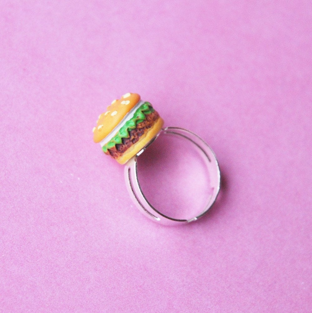 Classic Hamburger Ring Burger Ring Cheeseburger Ring | Etsy