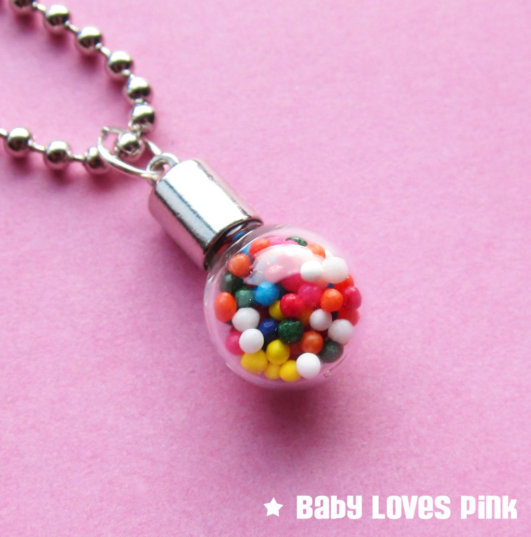 Sprinkle Candy Bauble Necklace - Rainbow Sprinkles in Light Bulb Charm ...