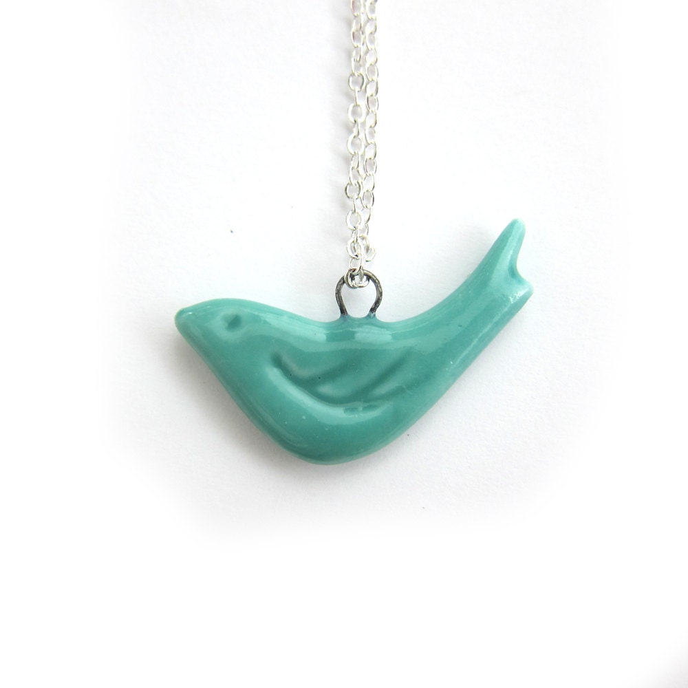 Colorful Bird Ceramic Necklace Blue Bird Necklace Canary | Etsy