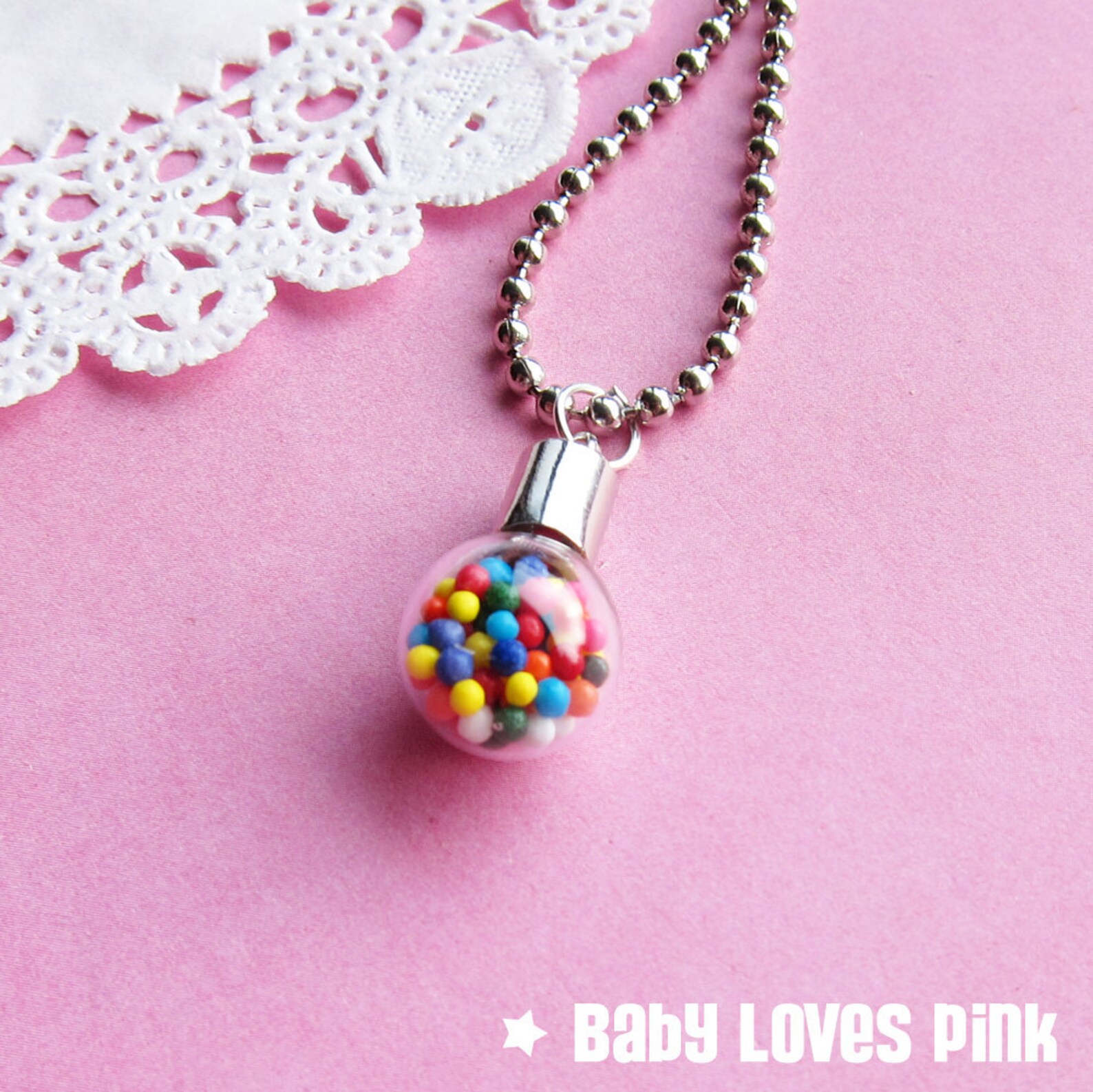 Sprinkle Candy Bauble Necklace Rainbow Sprinkles in Light - Etsy