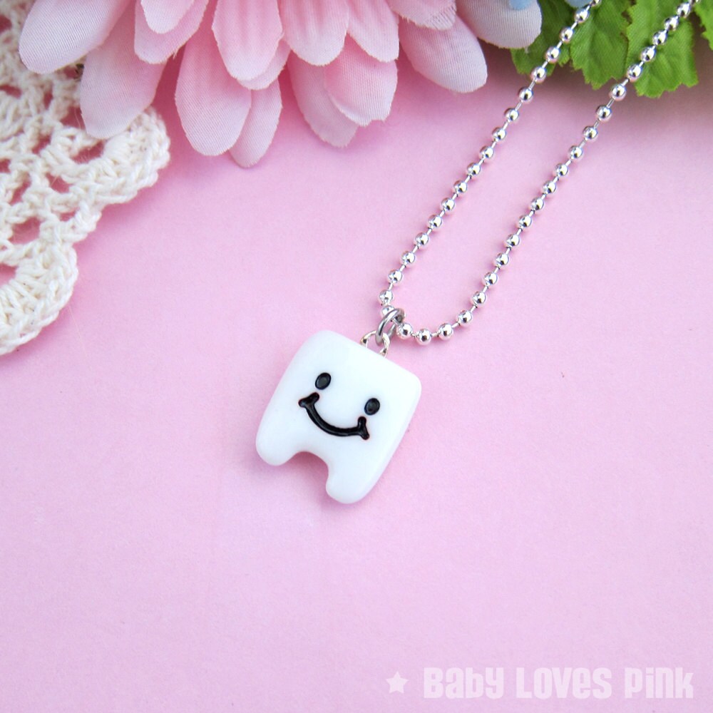 Pearly White Tooth Necklace Cute Happy Smiley Tooth D1E2 - Etsy