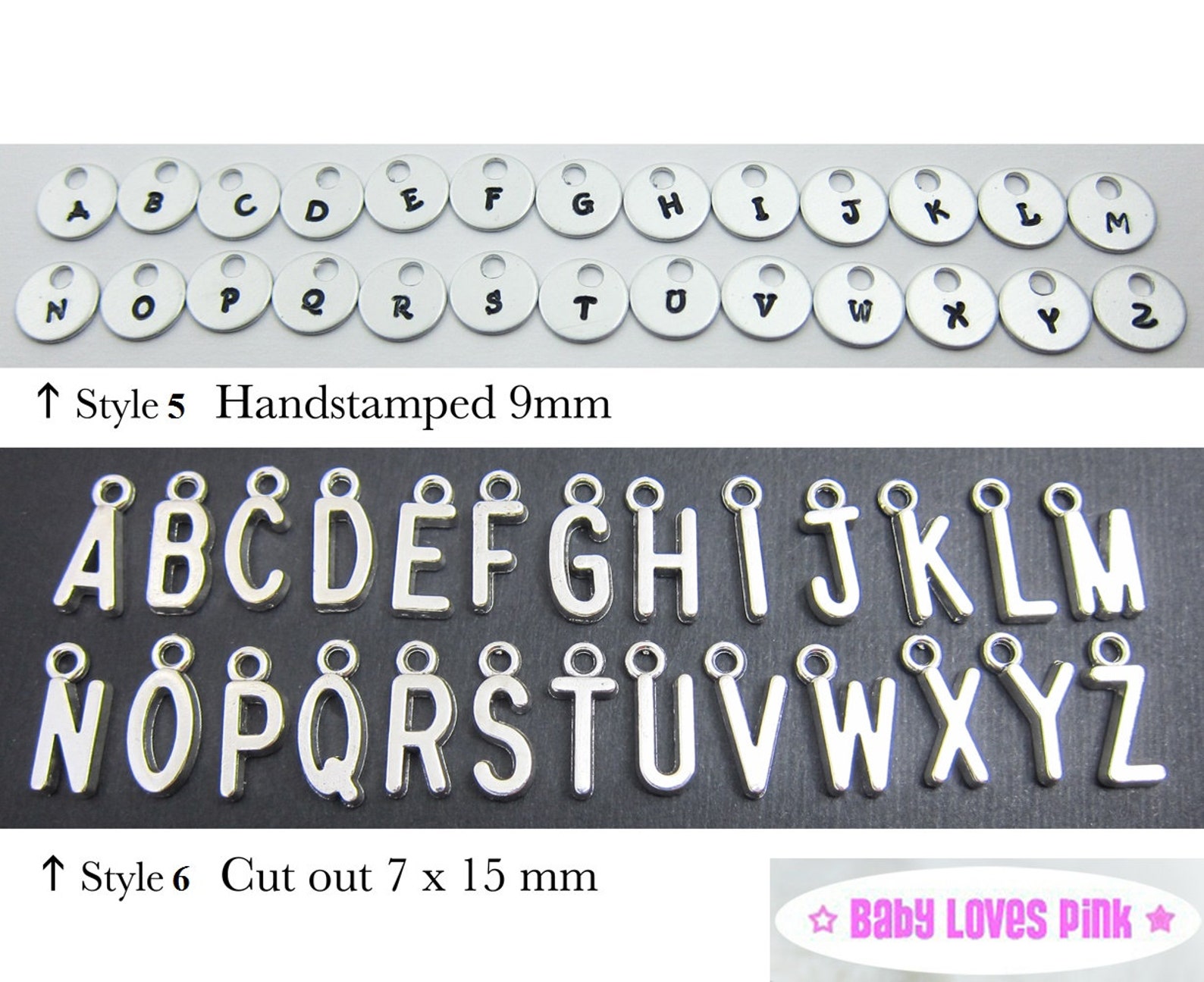 Add-on Initial Name Tag Charms - Rhodium-plated, Silver-plated, Gold ...