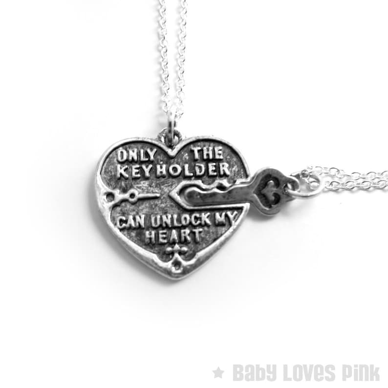 Unlock My Heart Silver Couple's Necklace Heart and Key - Etsy