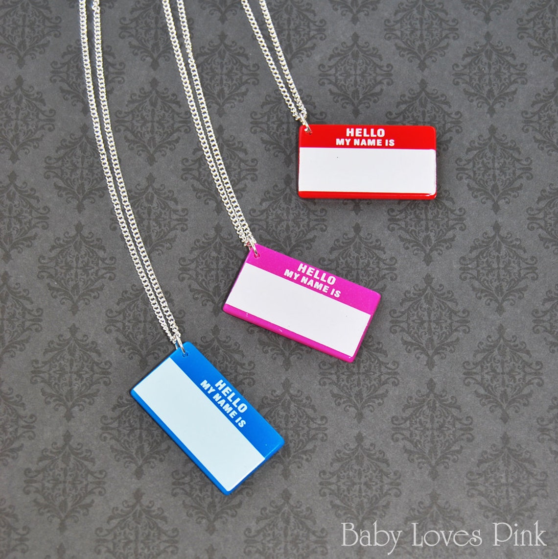 Hello My Name is Name Tag Necklace D2H1-3 - Etsy